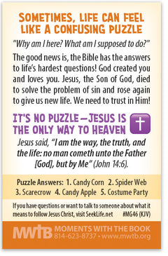 Mini Gospel Tract – Puzzled? – Moments With The Book