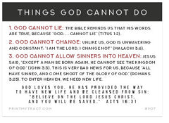 Things God Cannot Do (Customizable Mini Tract) – Moments With The Book