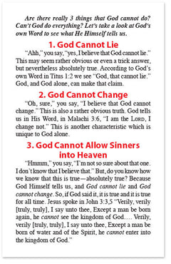 Gospel Tract – 3 Things God Cannot Do – Moments With The Book